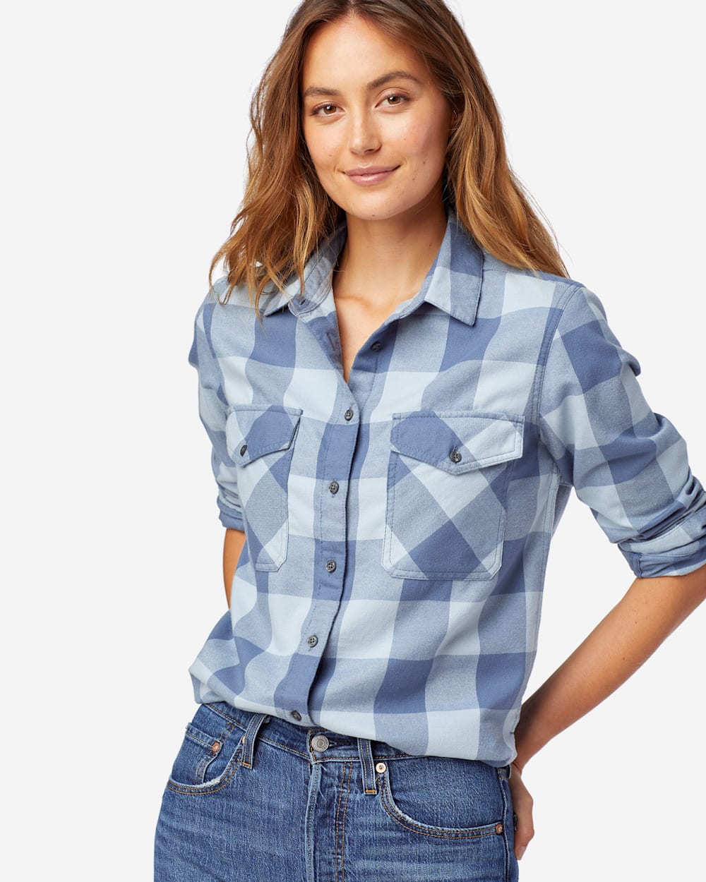 WOMEN'S DOUBLE-BRUSHED FLANNEL ELBOW PATCH SHIRT