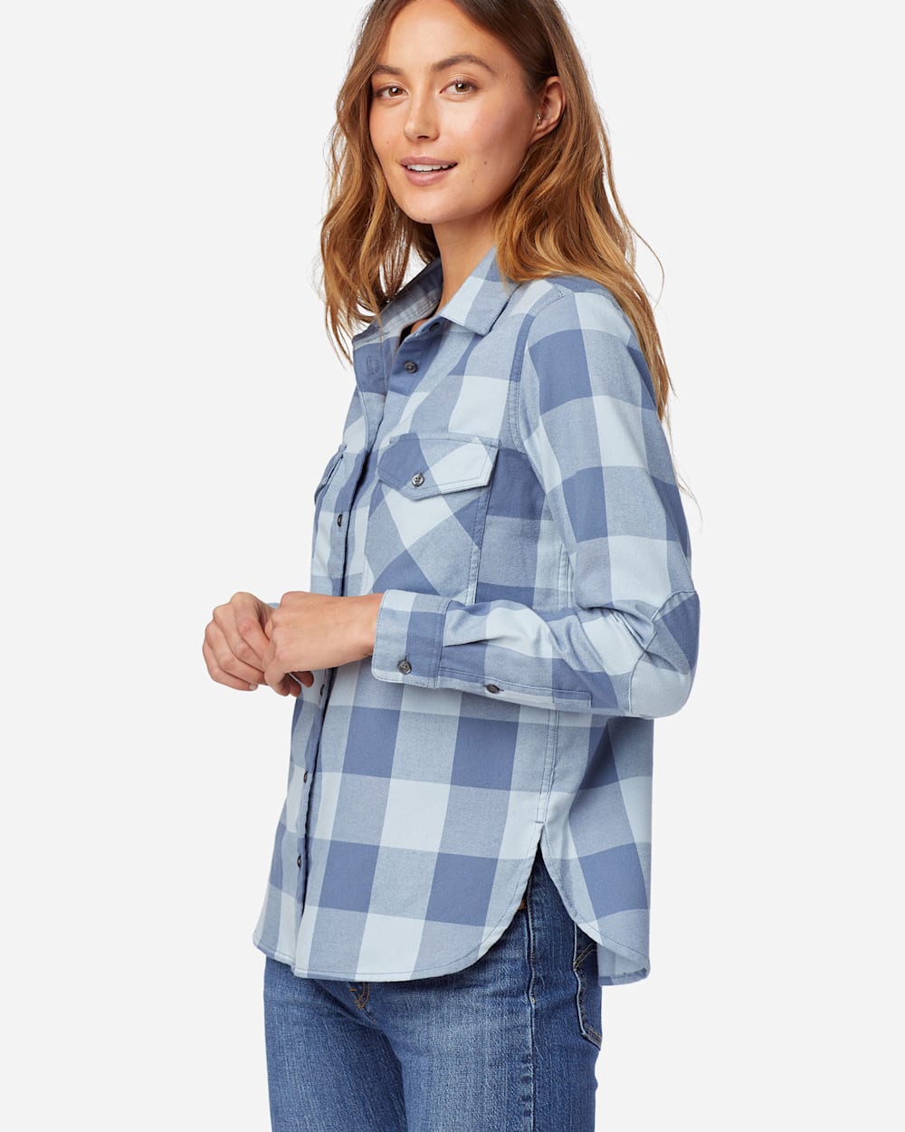 WOMEN'S DOUBLE-BRUSHED FLANNEL ELBOW PATCH SHIRT