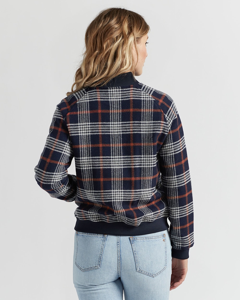 WOMEN'S WOOL PLAID BOMBER JACKET