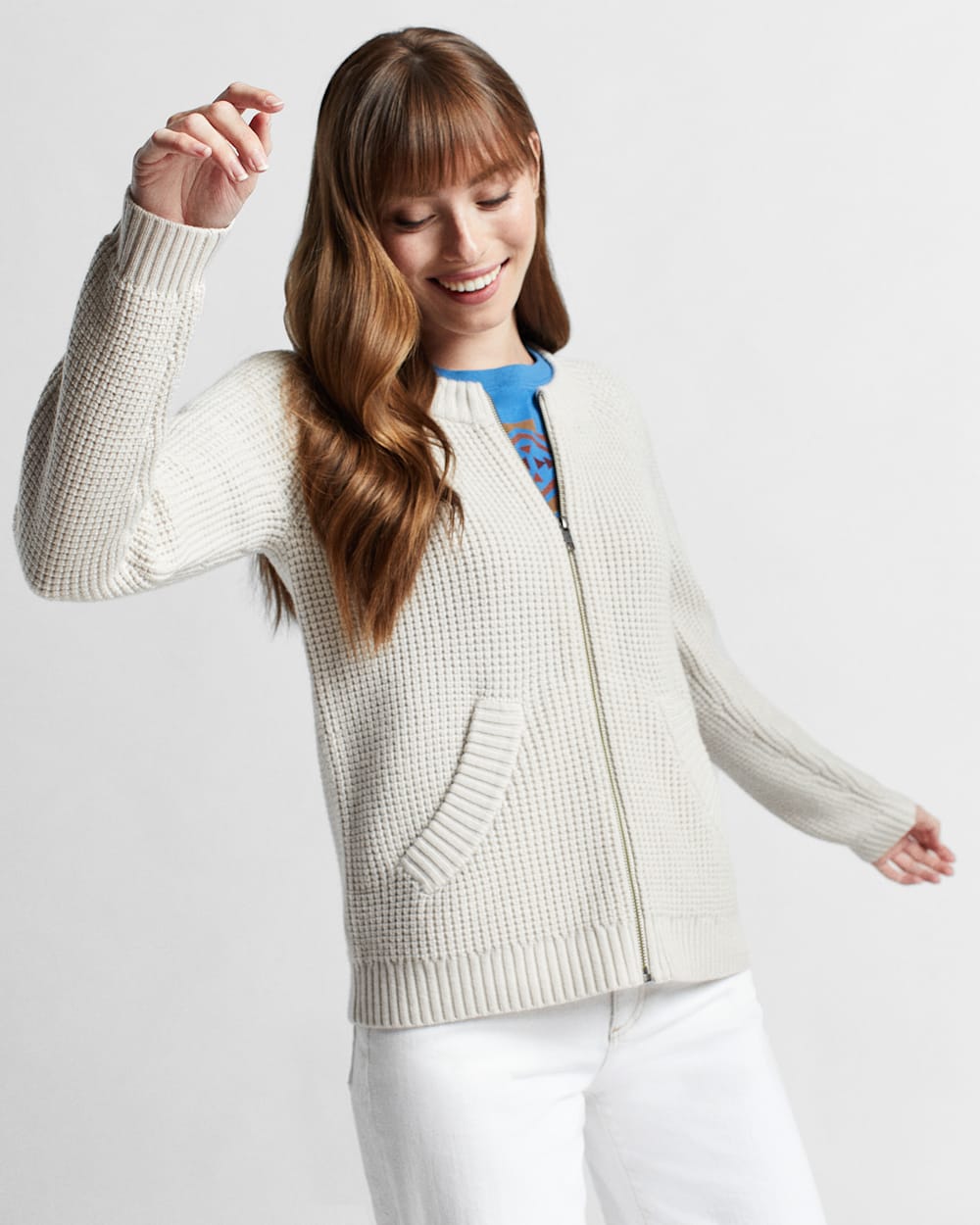 WOMEN'S MERINO TEXTURED ZIP CARDIGAN | Pendleton