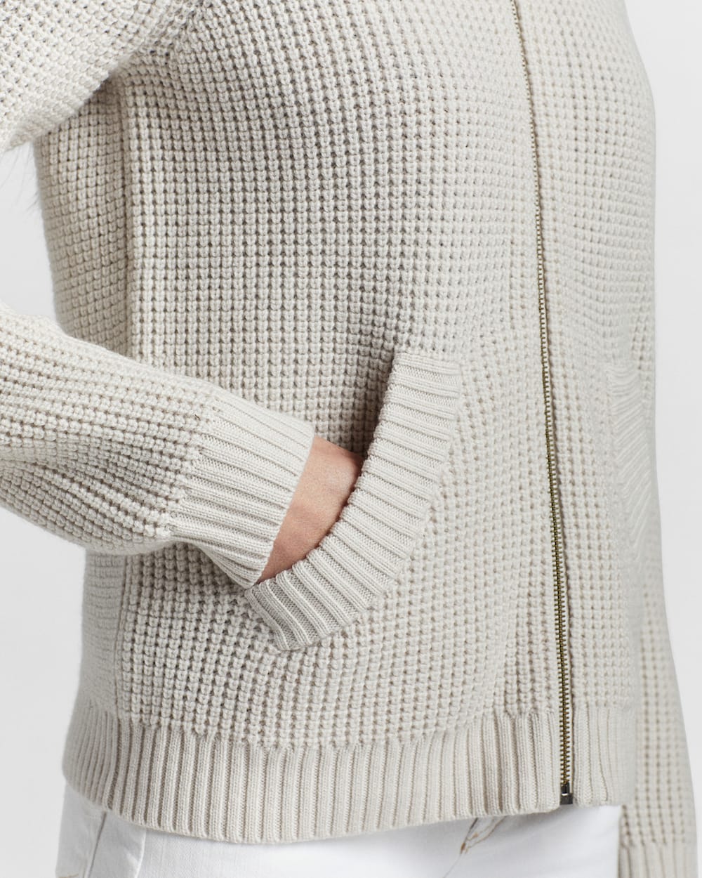 WOMEN'S MERINO TEXTURED ZIP CARDIGAN