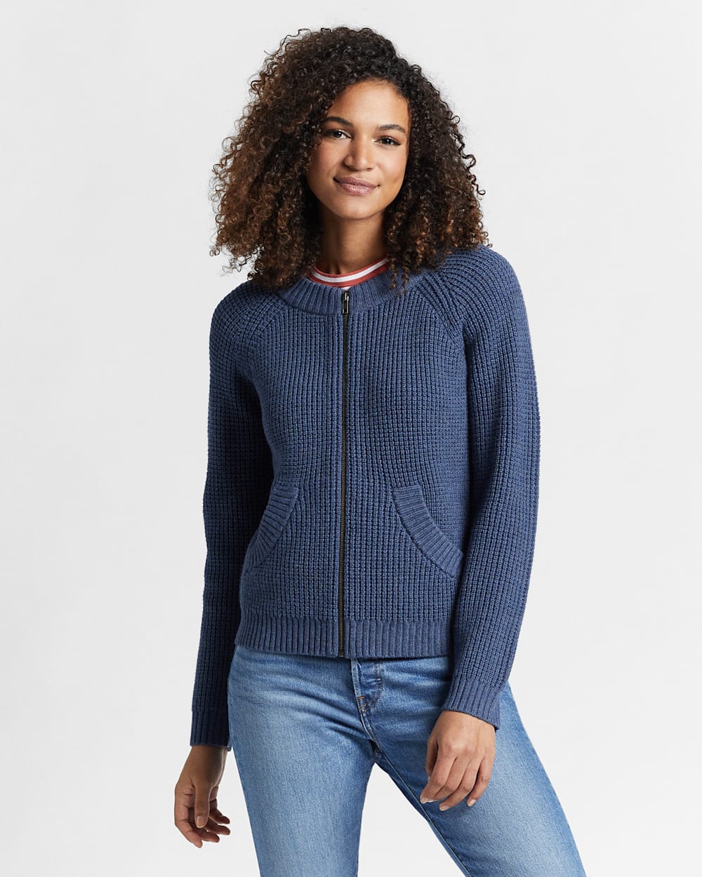 WOMEN'S MERINO TEXTURED ZIP CARDIGAN