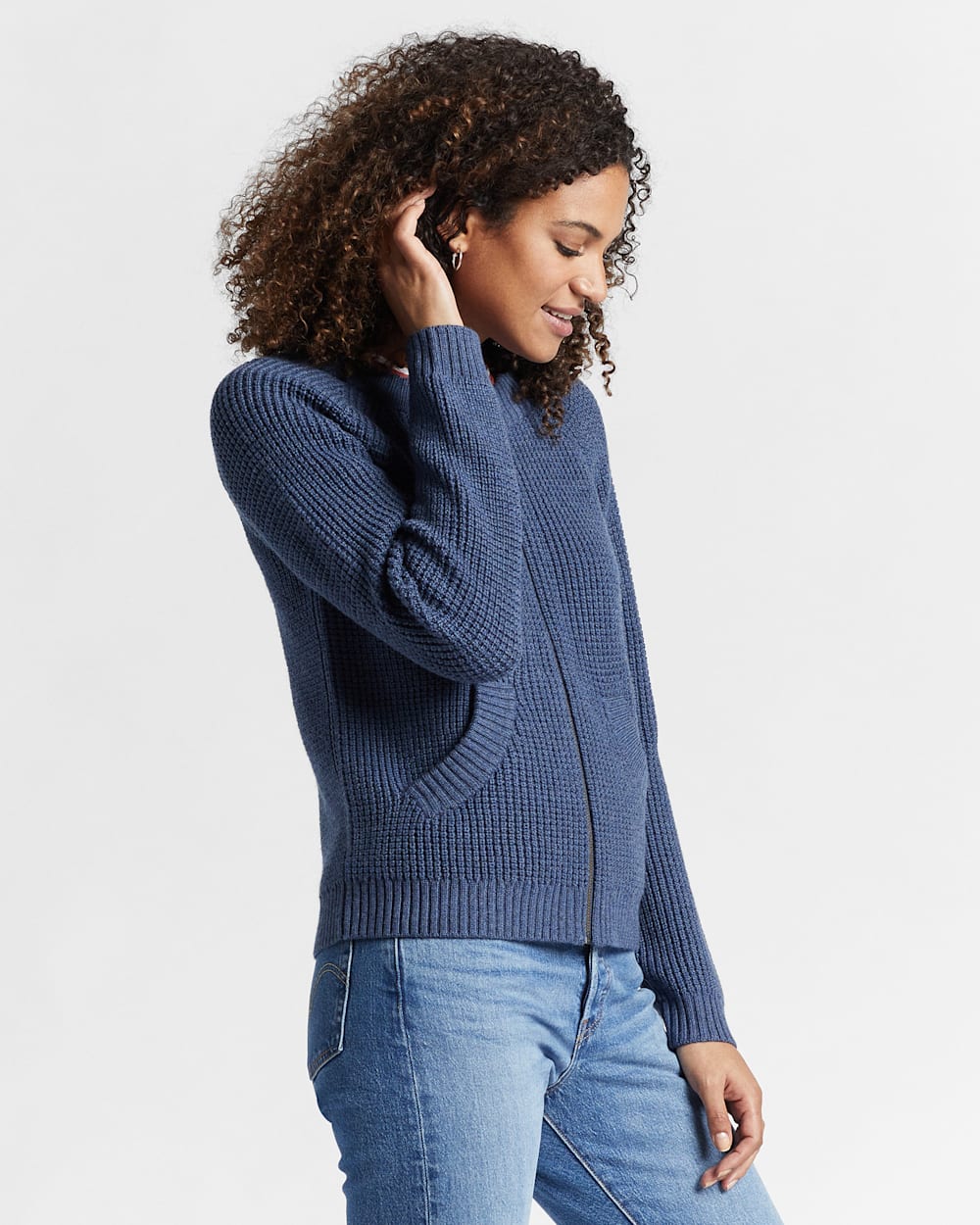 WOMEN'S MERINO TEXTURED ZIP CARDIGAN