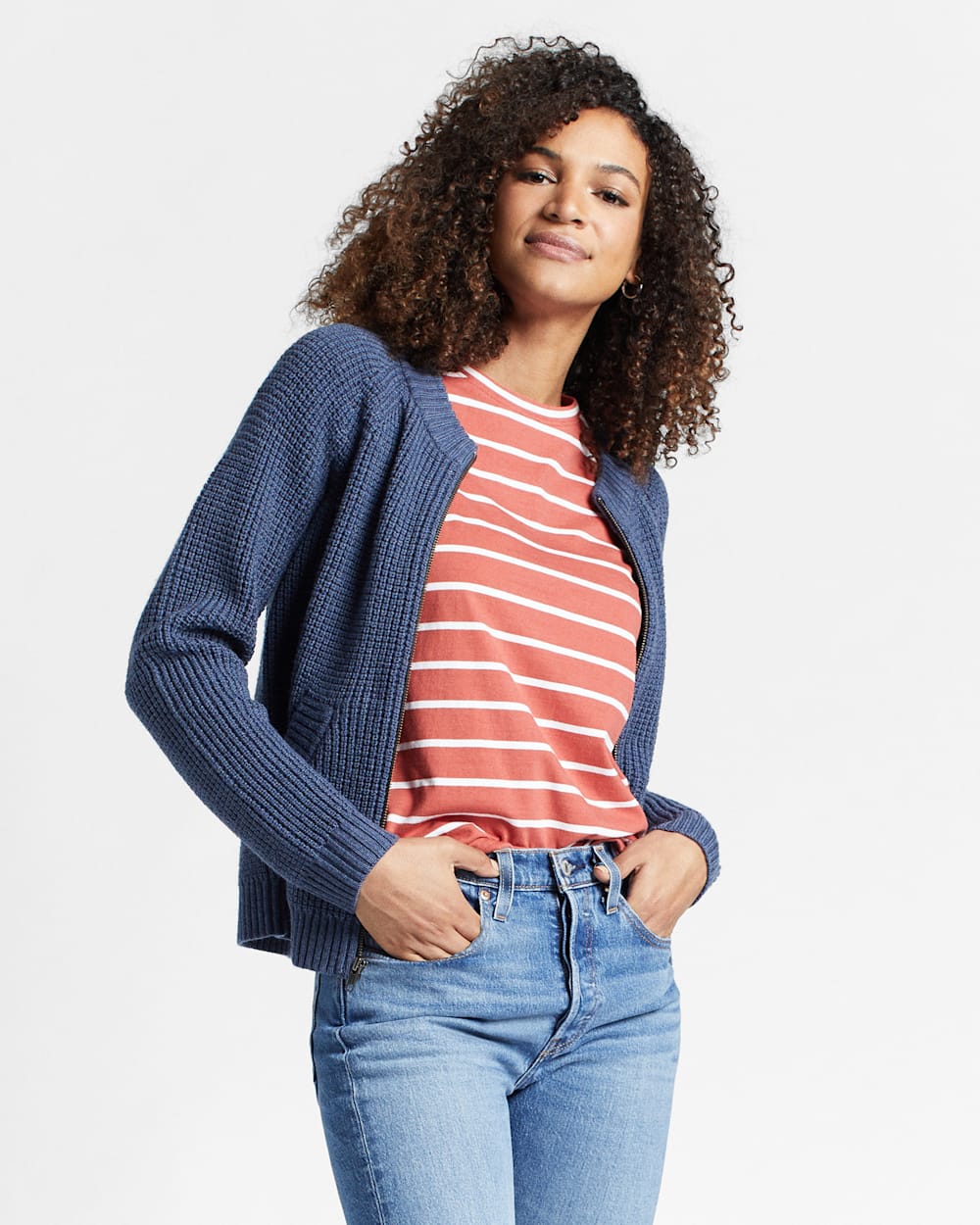 WOMEN'S MERINO TEXTURED ZIP CARDIGAN