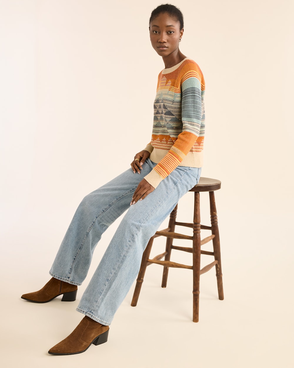 Shop Relaxed Women's Sunset Raglan Cotton Sweaters | Pendleton