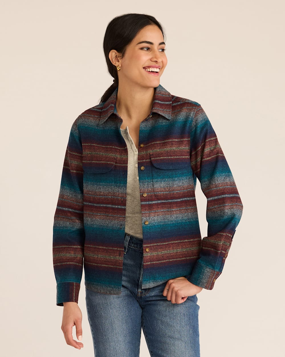 View Stain-Resistant Women's Striped Board Shirts | Pendleton
