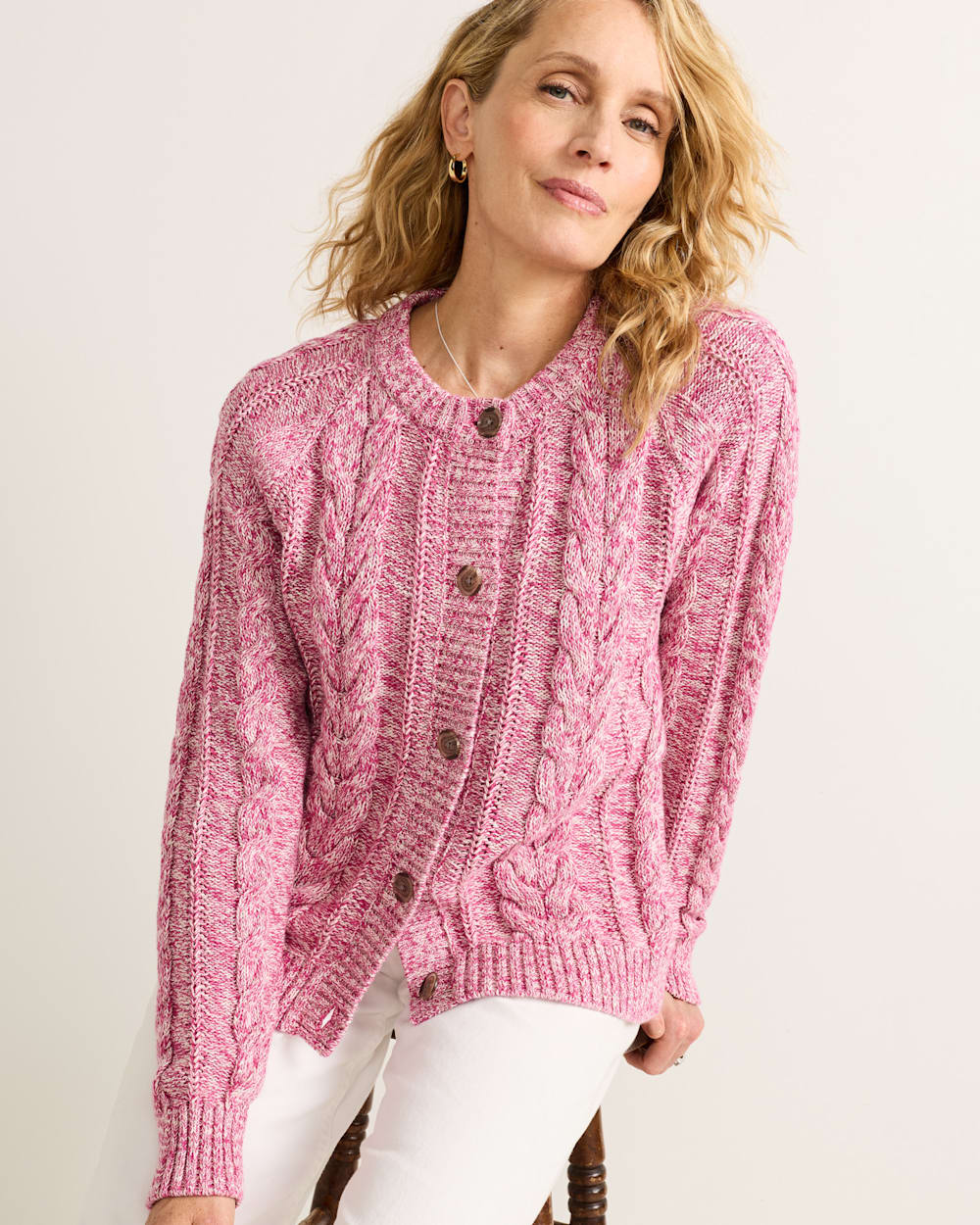 Shop Women's Marled Cotton Cable Button-Front Cardigan | Pendleton