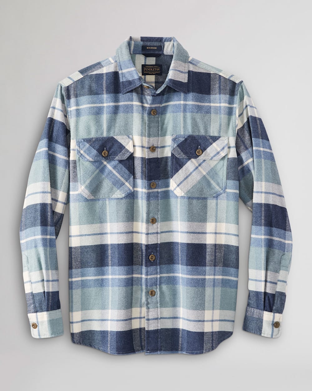 Men's Blue Plaid Burnside Double-Brushed Flannel Shirt