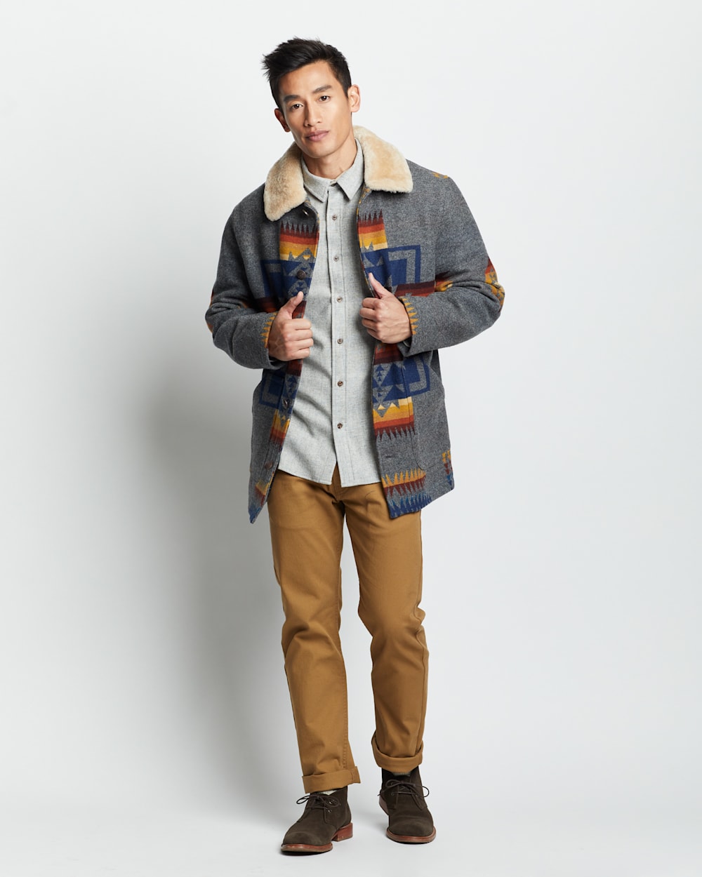 MEN'S BROWNSVILLE SHEARLING-COLLAR COAT