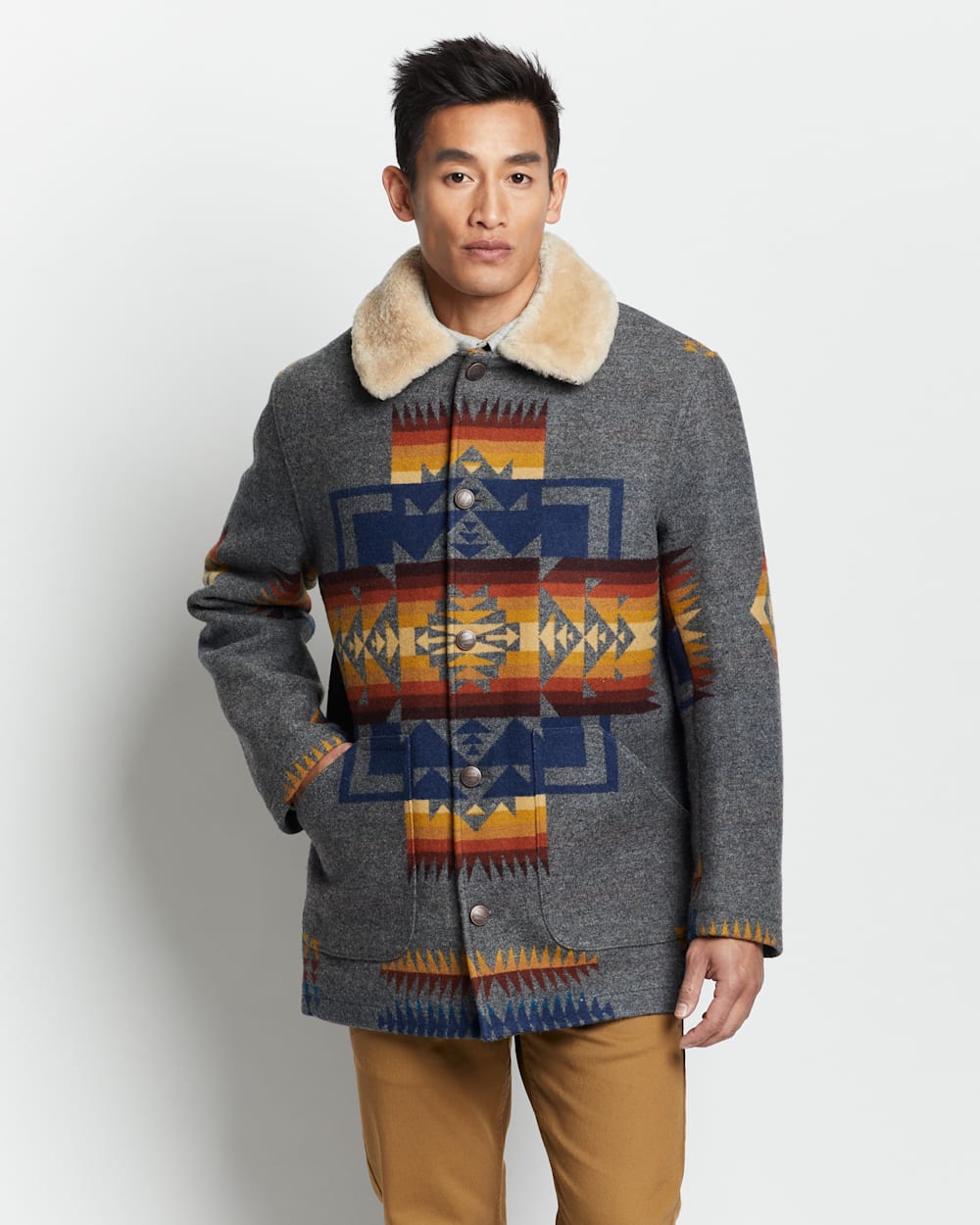 MEN'S BROWNSVILLE SHEARLING-COLLAR COAT
