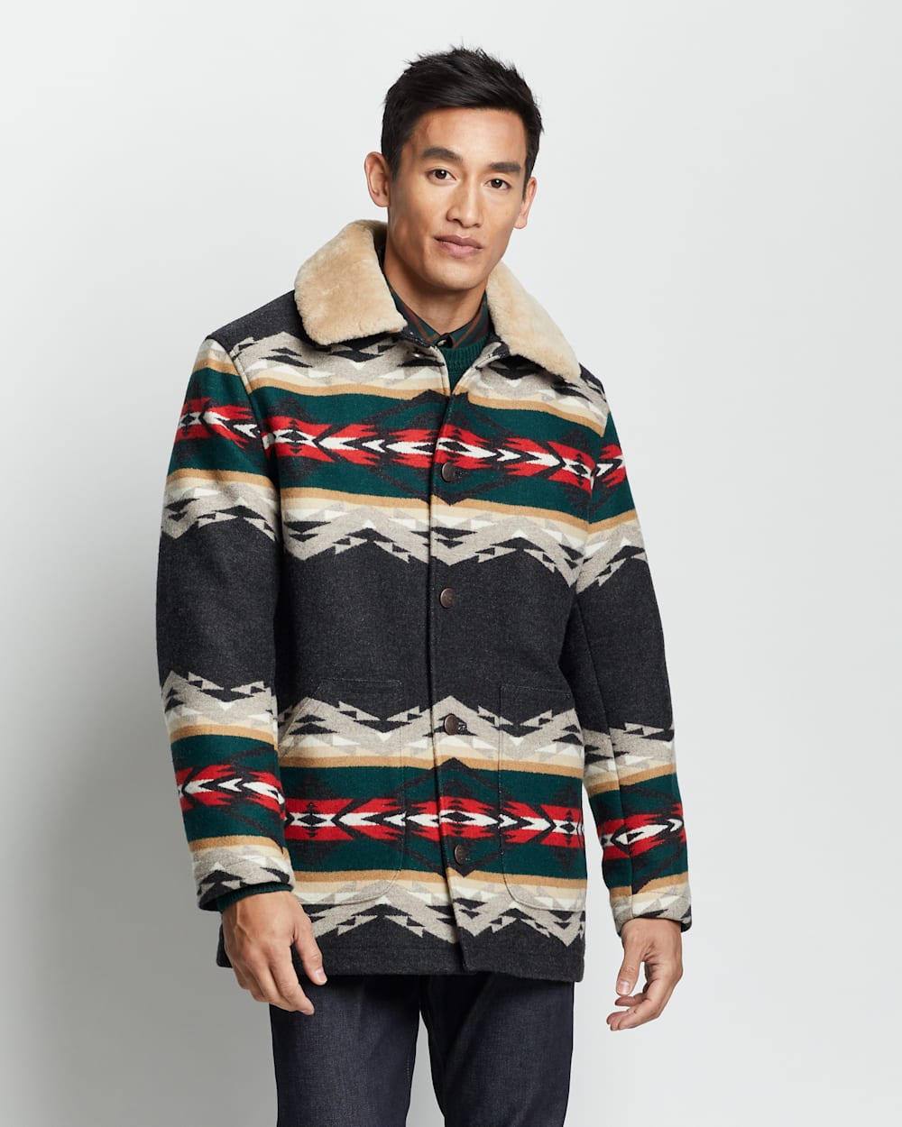Men's Brownsville Shearling-Collar Coat
