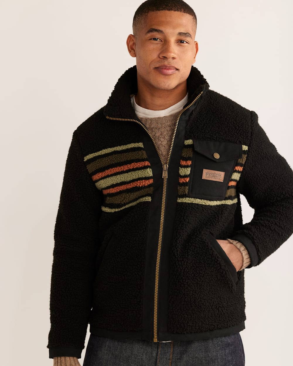 Stay Warm in Men's Lone Fir Stand-Collar Fleece Jacket | Pendleton