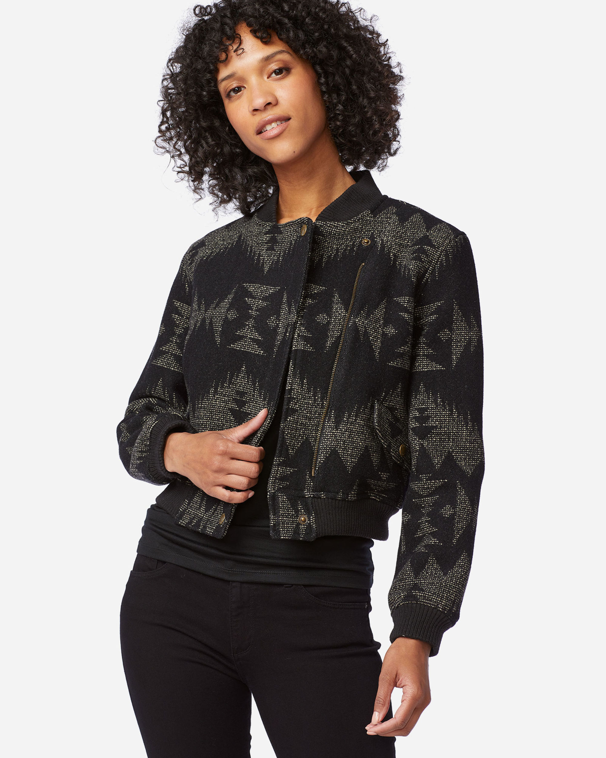 WOMEN'S JACQUARD BOMBER JACKET