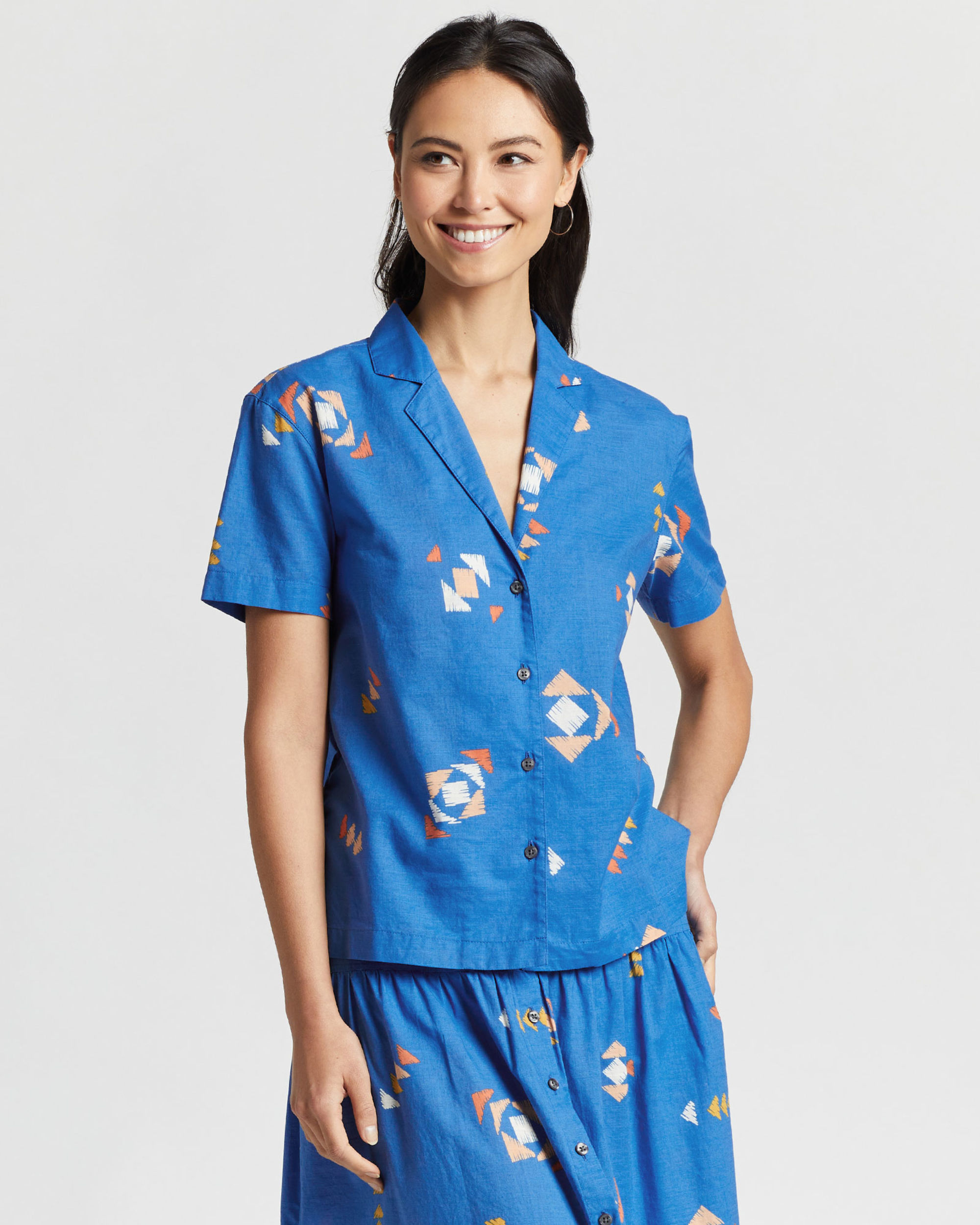 Women's Short-Sleeve Cotton Camp Shirt