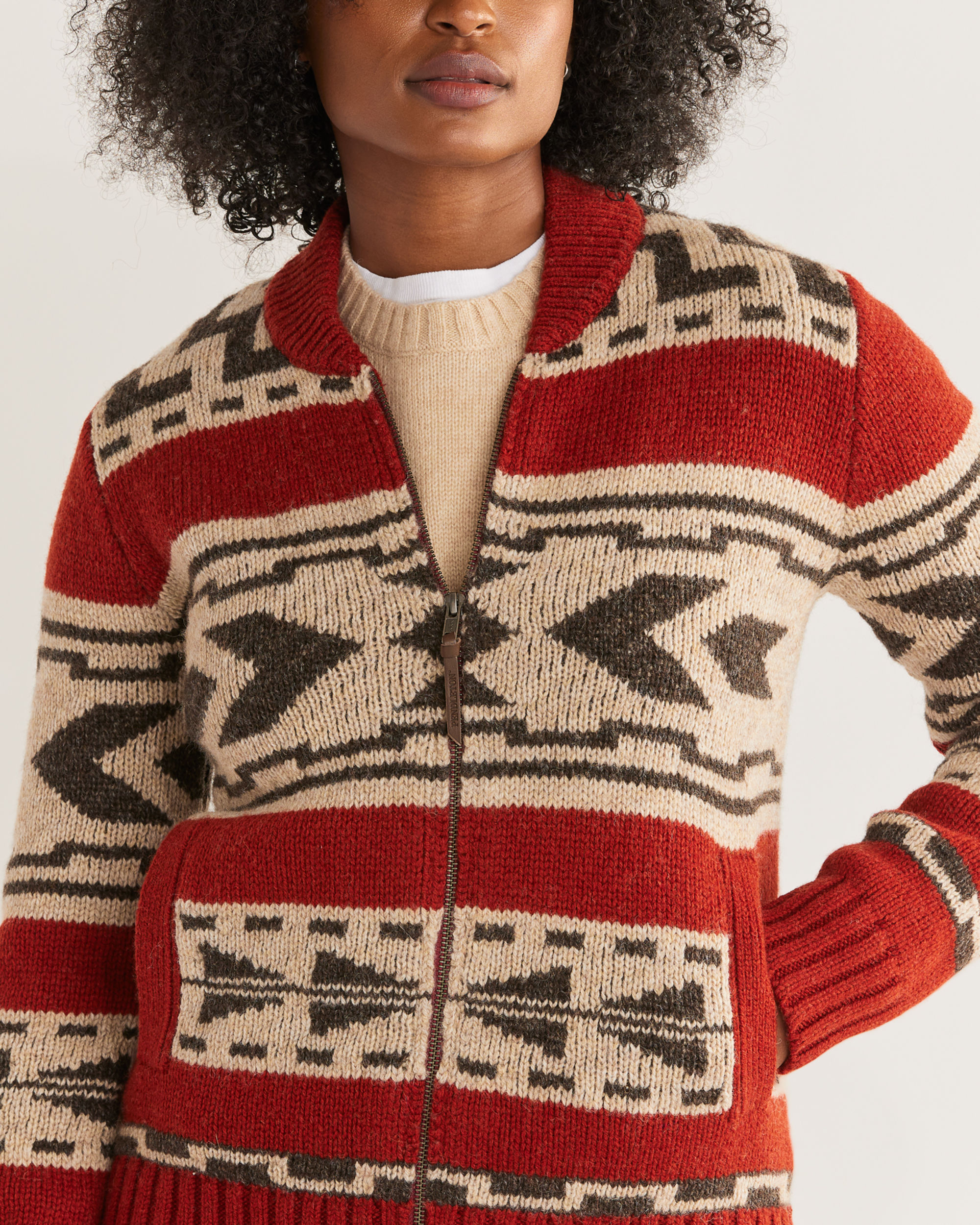 WOMEN'S GRAPHIC SHETLAND COLLECTION ZIP CARDIGAN | Pendleton