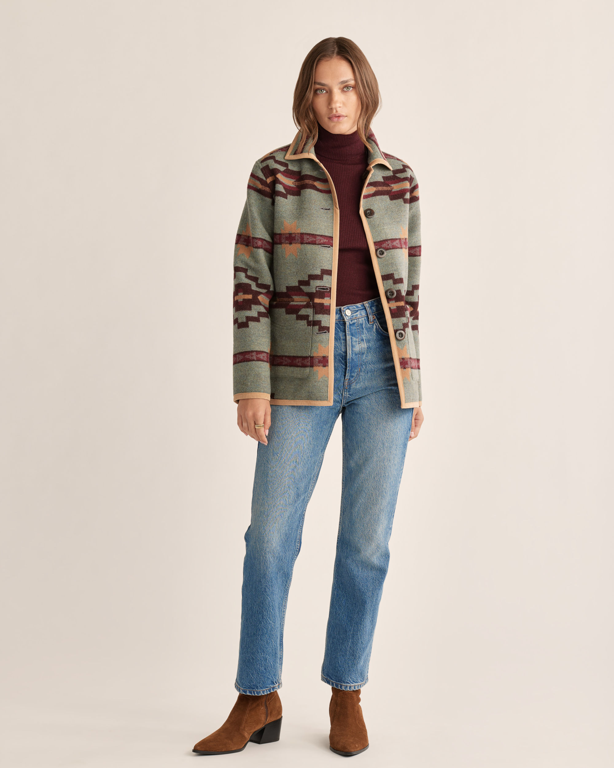 Stay Warm with Women's Reversible Wool Barn Coat | Pendleton