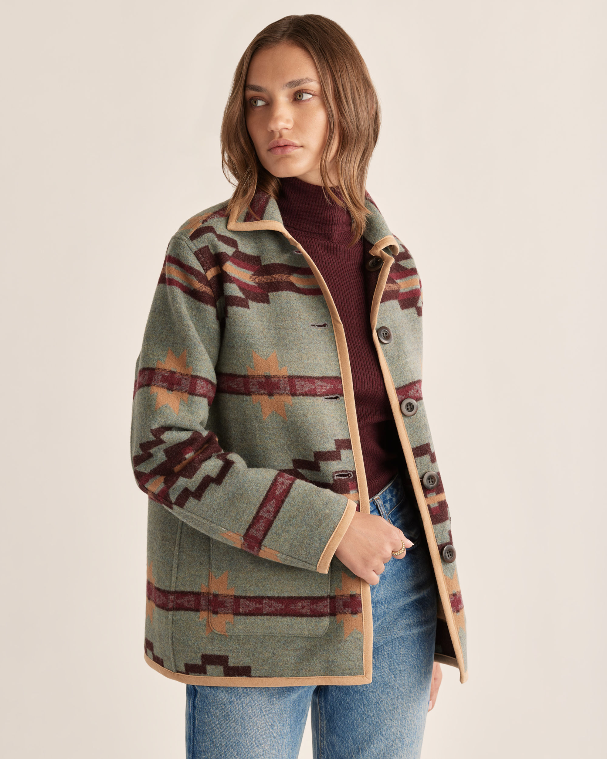 Stay Warm with Women's Reversible Wool Barn Coat | Pendleton