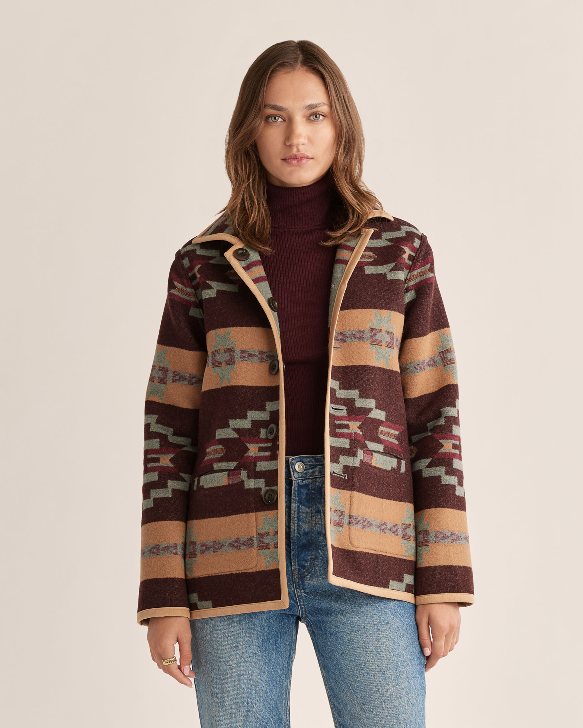 Stay Warm with Women's Reversible Wool Barn Coat | Pendleton
