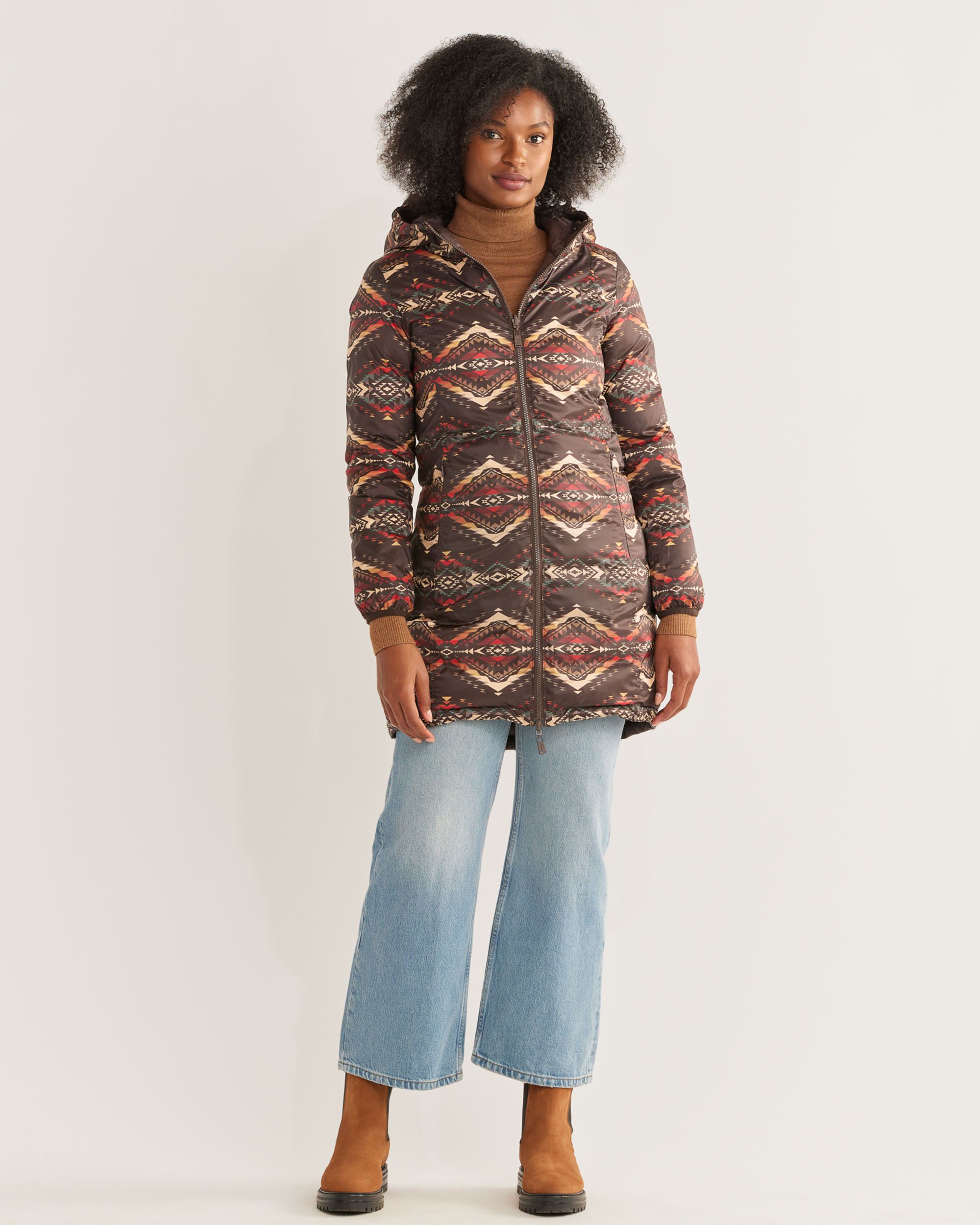 WOMEN'S LONG PACKABLE DOWN REVERSIBLE ANORAK | Pendleton