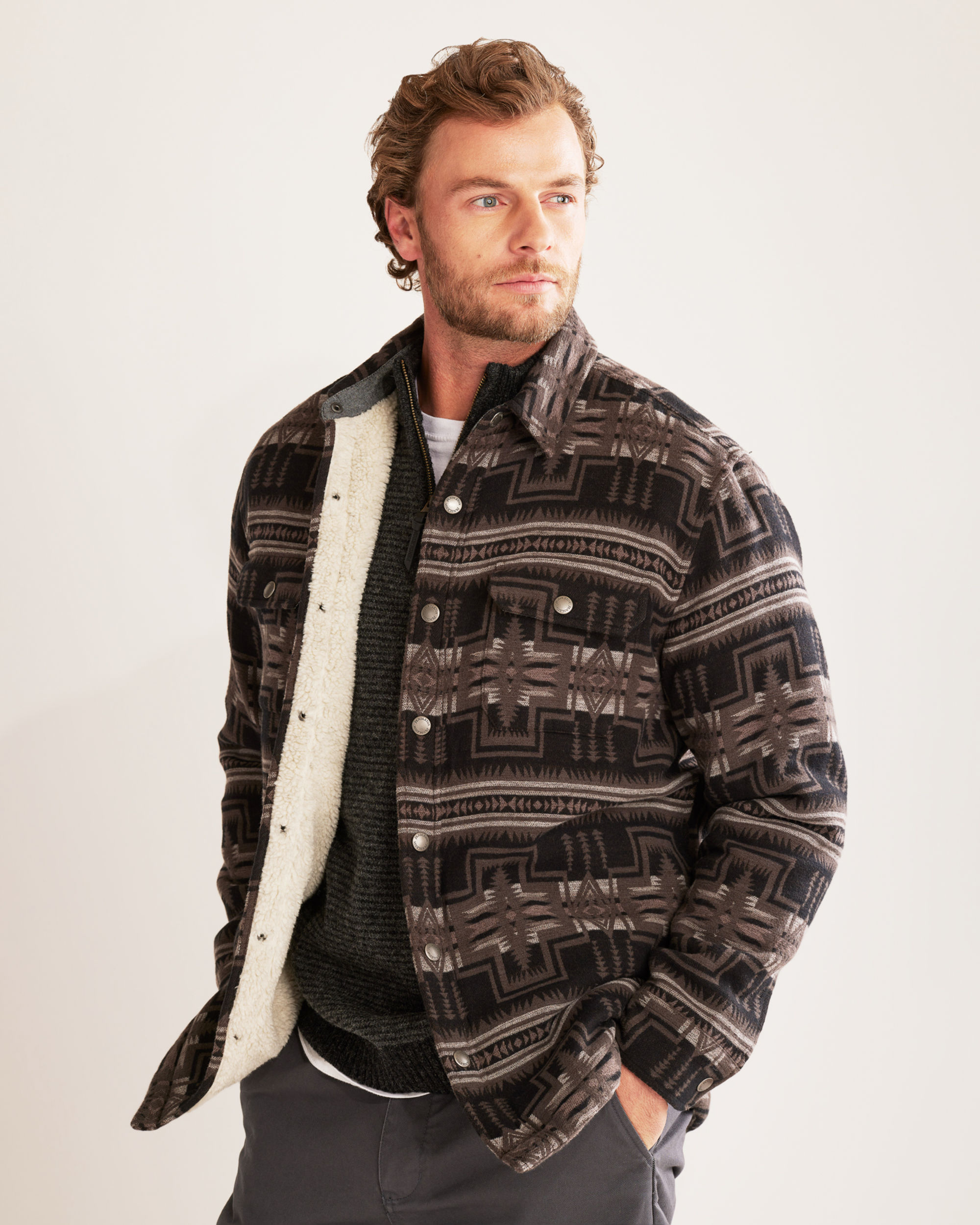 Shop Men's Harding Doublesoft Sherpa-Lined Shirt Jacket | Pendleton