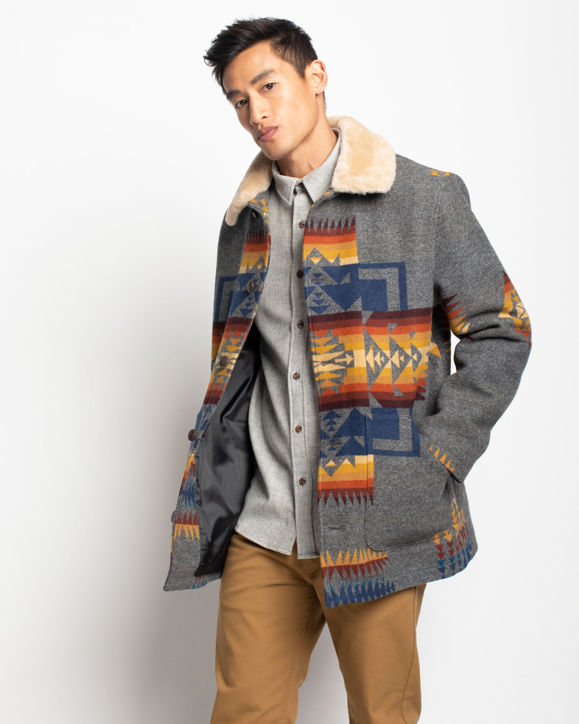 MEN'S BROWNSVILLE SHEARLING-COLLAR COAT | Pendleton