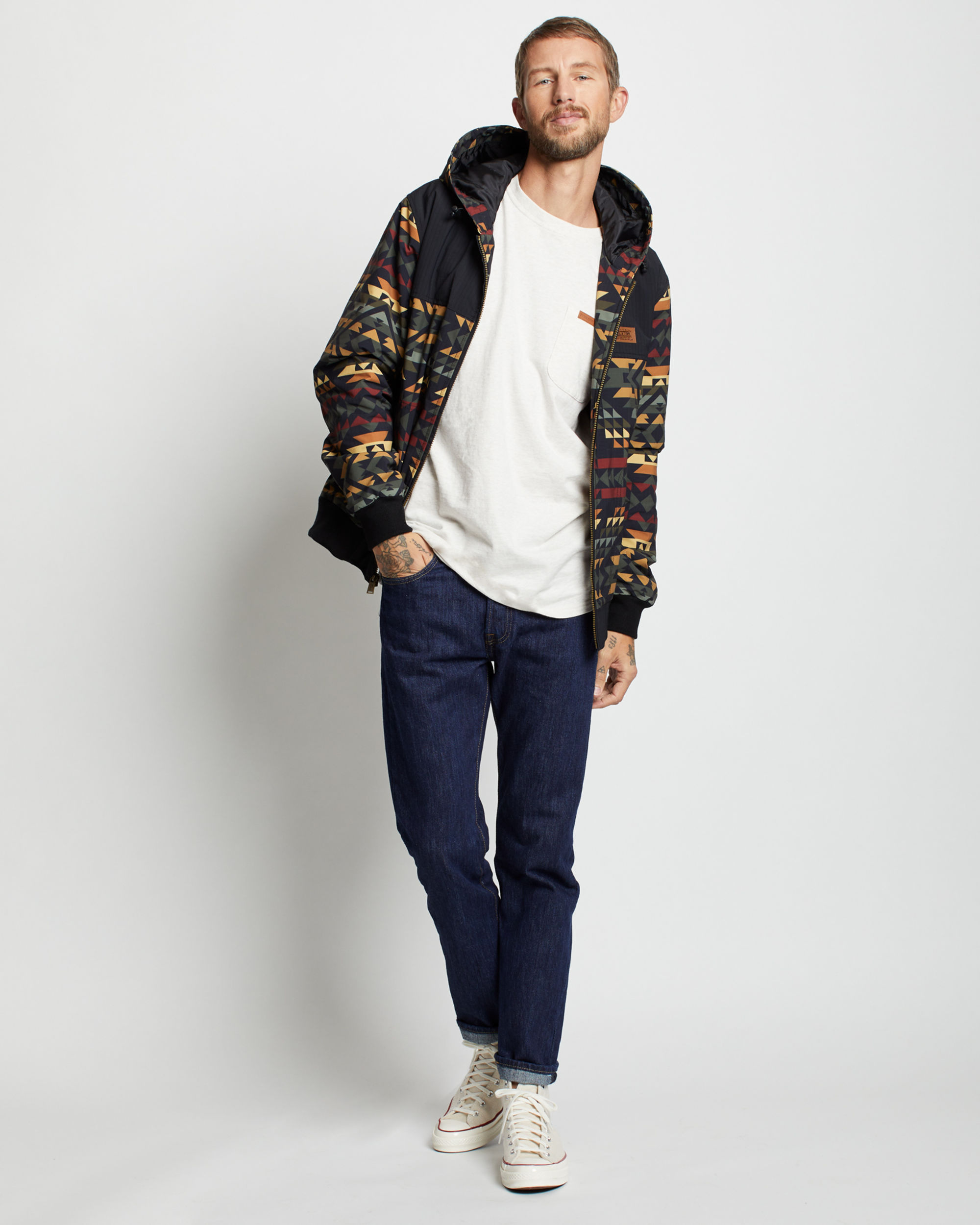 Men's Bow Pass Hooded Jacket, Black Smith Rock | Pendleton