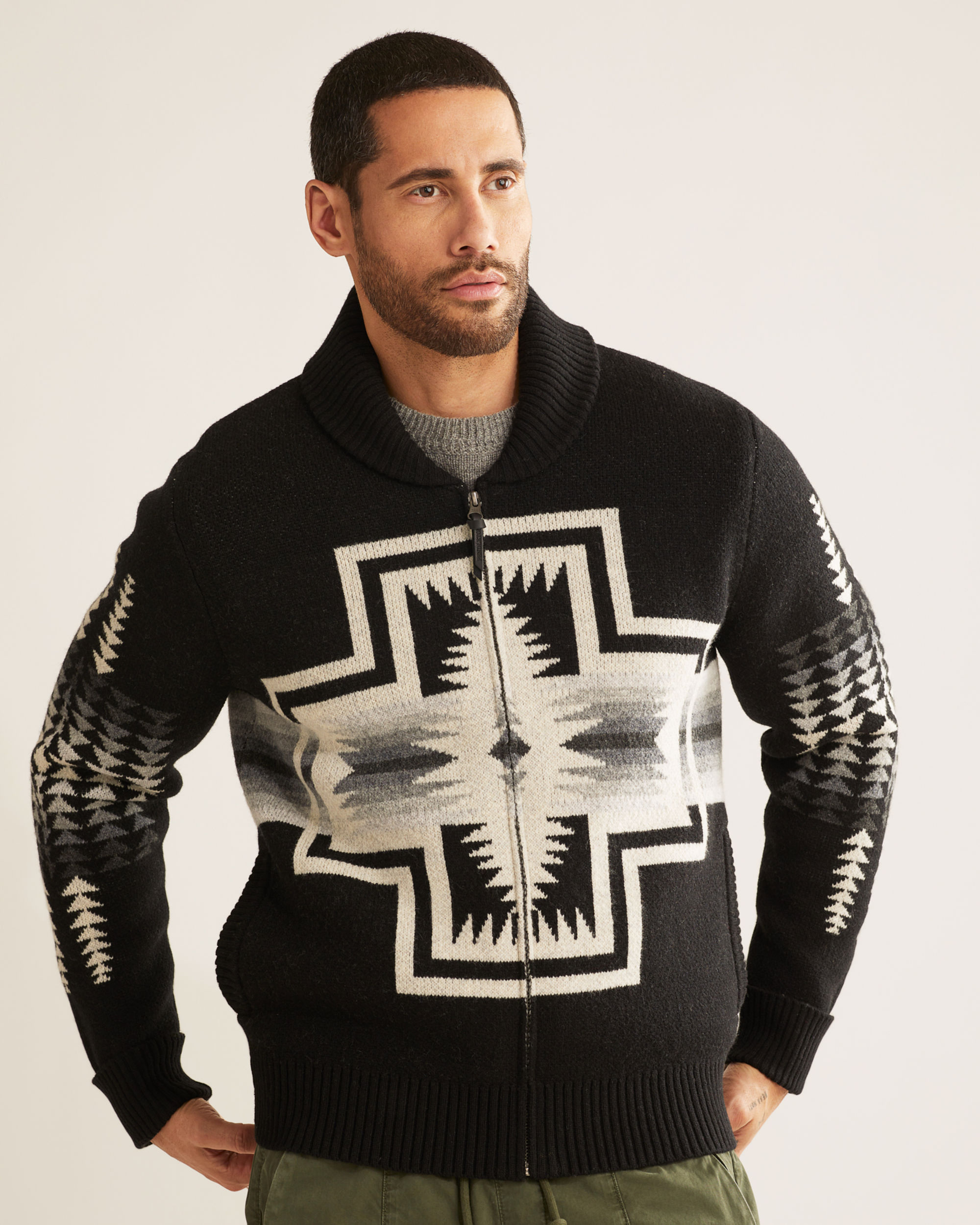 Stay Stylish & Cozy in Men's Harding Zip Lambswool Cardigan | Pendleton