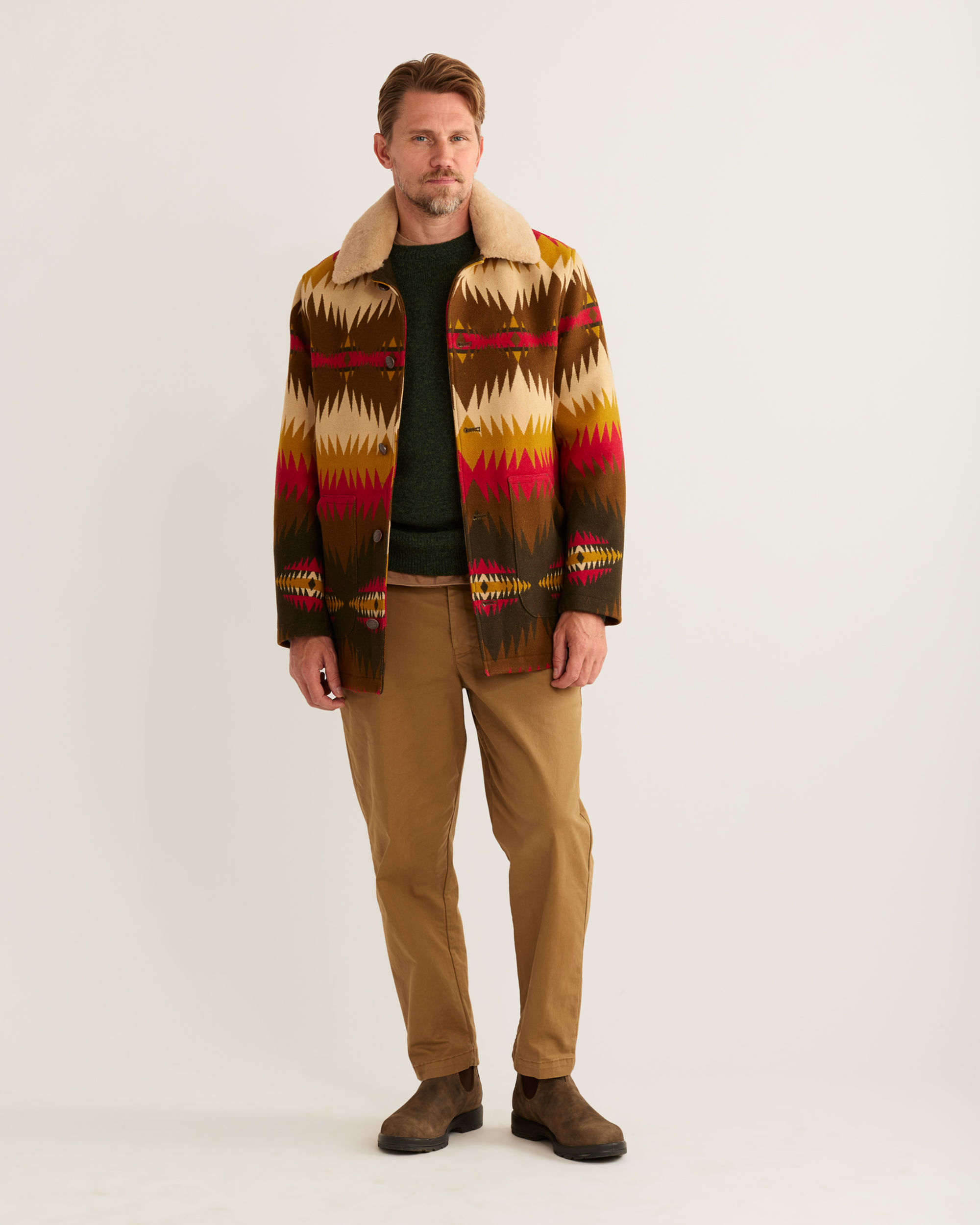 MEN'S BROWNSVILLE SHEARLING-COLLAR WOOL COAT | Pendleton