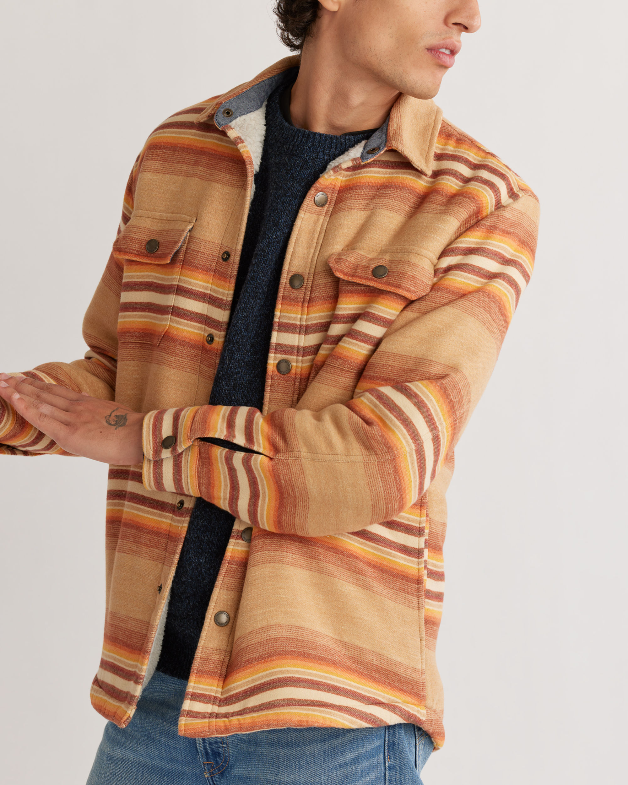Shop Our Men's Striped Sherpa-Lined Shirt Jacket | Pendleton